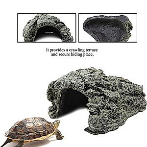 ciciglow Fish Hiding Cave Aquarium Turtle Reptile Basking Hide Habitat Shelter,Reptile Cave Huts Hideouts Place, for Aquarium Terrarium Decoration Ornament, High Simulation (Medium Turtle Cave)