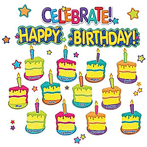 Eureka's 'Celebrate' and 'Happy Birthday' Bulletin Board and Classroom Decoration Set, 6.5''x0.1''x26'', 45 pc