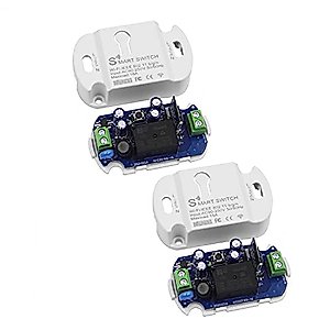 16A Basic Wireless Smart Switch，Wi-Fi Light Switch Compatible with Alexa & Google Home & SmartThings,FCC Certified,No Hub Required Support DIY Module (2-Pack)
