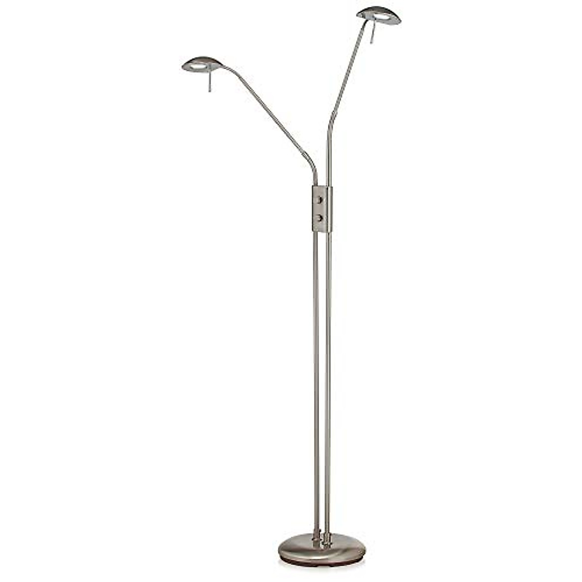 360 Lighting Casper Traditional Pharmacy Floor Lamp Standing LED 2-Light 63" Tall Brushed Nickel Silver Adjustable Arm Swivel Head Dimmer Switch for Living Room Reading House Bedroom Home