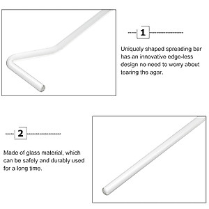 PartyKindom 4 Pcs L- Cell Culture Scraper, Glass Coating Rod Cell Spreaders, Reusable Cell Diffuser Tool for Laboratory Scientific Research Use, Diameter 6mm
