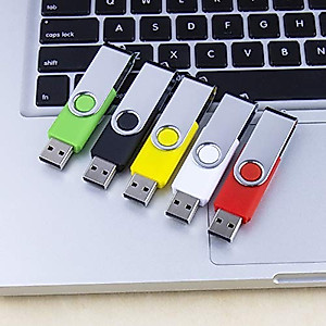 32GB USB Flash Drive, SRVR 5 Pack USB 2.0 Flash Drive Metal Swivel USB Memory Stick with LED Indicator, Fold Storage Thumb Drives Jump Drive with Lanyards (5 Mixed Color)