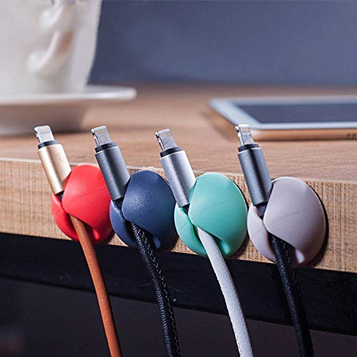 Wire and Cable Clamp Holder, Self-Adhesive Desktop Data Cable Clamp, Multifunctional Round USB Wire Clamp for Home Office and Car, Non-Toxic Material Durable Clamp