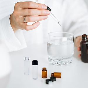 ALWSCI 144 PCS 1 Dram (4 ml) Clear Borosilicate Glass Liquid Empty Sample Vials, 15 mm Diameter x 45 mm Length, 13-425 Black Screw Caps with Natural PTFE/White Silicone Liner