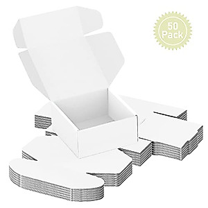 50 Pack 4"x4"x2" Shipping Boxes, Corrugated Cardboard Small Box Mailer, Shipping Boxes for Small Business for Gift Packing- TONESPAC (4"x4"x2", White)