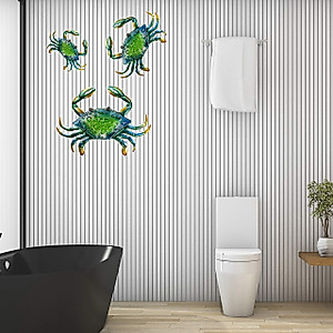 JOYBee 3Pcs 18inch 13inch 9inch Large Coastal Ocean Metal Crab Wall Art Decor Family Set -Christmas Decorations-Decoration for outdoor indoor bathroom kitchen garden bedroom patio
