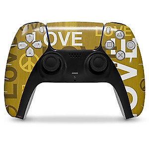 WraptorSkinz Skin Wrap compatible with Sony PS5 DualSense Controller Love and Peace Yellow (CONTROLLER NOT INCLUDED)