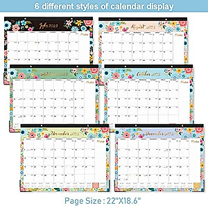 Desk Calendar 2023-2024 - Large Desk Calendar 2023-2024, Jul. 2023 - Dec. 2024, 22" x 17", Thick Paper with 18 Months, Corner Protectors, Large Ruled Blocks & 2 Hanging Hooks - Black Floral