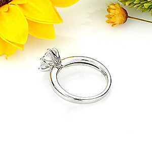 Sterling Silver Ring Round 2 carat CZ Stone 6 prong Classic Solitaire Wedding Engagement Ring 8MM (Size 5 to 10), 7