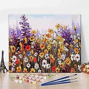 TUMOVO Paint by Number for Adult, Painting by Number Kits On Canvas, DIY Color Flowers Oil Painting Acrylic Paints, Flameless Paint by Numbers for Adults and Kids Beginner 16X20 Inch
