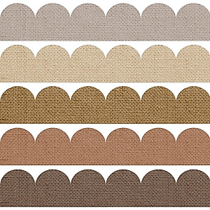 AnyDesign 69Ft Neutral Burlap Style Bulletin Board Borders Boho Color Paper Decor Borders Colorful Scalloped Trim Border Bulletin Board Stickers for School Classroom Office Chalkboard Whiteboard Decor