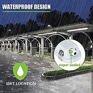 hykolity 8FT LED Vapor Tight Light, 65/75/90W Vapor Light Fixture, [4-lamp F32T8 Equiv.] 3000K/4000K/5000K CCT Selectable, 130lm/W, Waterproof Shop Light for Parking Carport Car Wash, 2 Pack