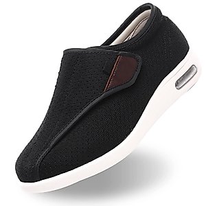 Women's Comfy Diabetic Shoes with Arch Support for Edema Swollen Feet Breathable Mesh Sneakers Lightweight Adjustable Strap Plantar Fasciitis Slippers