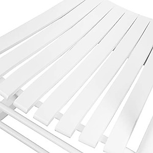 MUPATER Outdoor Rocking Chair Set 3-Piece Patio Wooden Rocker Bistro Set with Foldable Table and Curved Seat, White