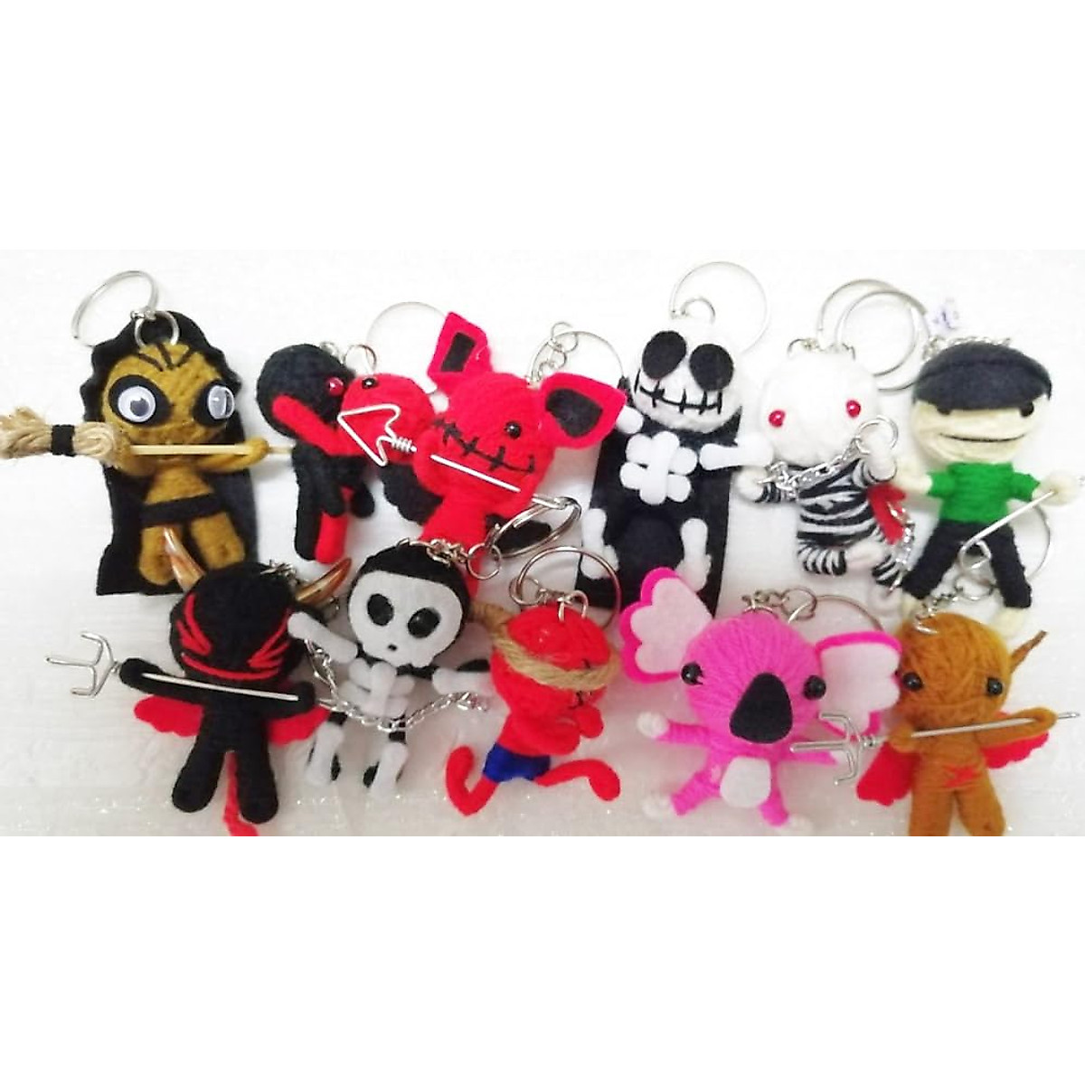 Touchable dream Wholesale Bulk Random Lot 25 Pcs Voodoo Dolls Character Keychain Keyring Keyfob Ornament Hanging Bags Wallets Cars(25)