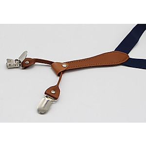 JAIFEI Suspenders & Bowtie Set- Men's Elastic X Band Suspenders + Bowtie For Wedding, Formal Events (Navy)