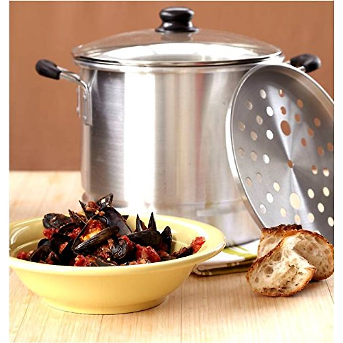 IMUSA USA Steamer with Glass Lid 20-Quart, Silver