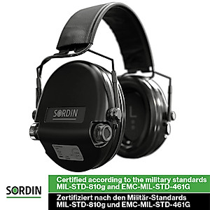 Sordin Supreme MIL AUX SFA Active Ear Defenders - for Military & Special Forces - 26 to 32 dB SNR - Black Ear Muffs