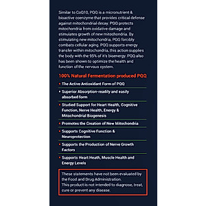 NaturalPQQ - Cellular Energy for The Active Lifestyle - 20mg PQQ, Mitochondrial Biogenesis