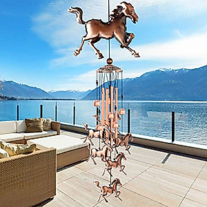 ​Copper Horse Wind Chimes Horse Gift Wind Chime Garden Gifts for Mom Windchimes Outdoor Mom Birthday Gift Patio Yard Decor Large deep Tone Music Wind Chimes Women Gift Garden Gifts