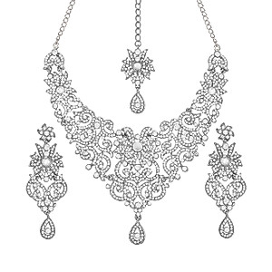 Touchstone Indian Bollywood Traditional Royal Look Attractive Filigree Carving Rhinestone Grand Bridal Designer Jewelry Necklace Set for Women