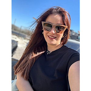 Louriy Vintage Square Cat Eye Sunglasses Women Large Trendy Retro Sun Glasses Classic Thick Rectangle Frame