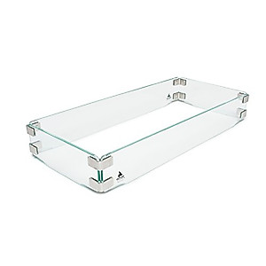 Outland Fire Table Tempered Glass Wind Guard Fence for Outland Series 401/403 Outdoor Propane Fire Pit Tables, Rectangular 29-Inch x 13-Inch x 4.5-Inch - Thick 5/16-Inch Safety Barrier Clear