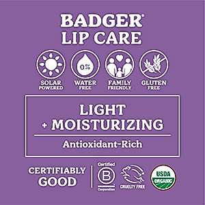 Badger - Herbal Lip Balm, Tea Tree & Lemon, Certified Organic Lip Balm, Fair Trade, Herbal Lip Care, 0.15 oz (4 Pack)