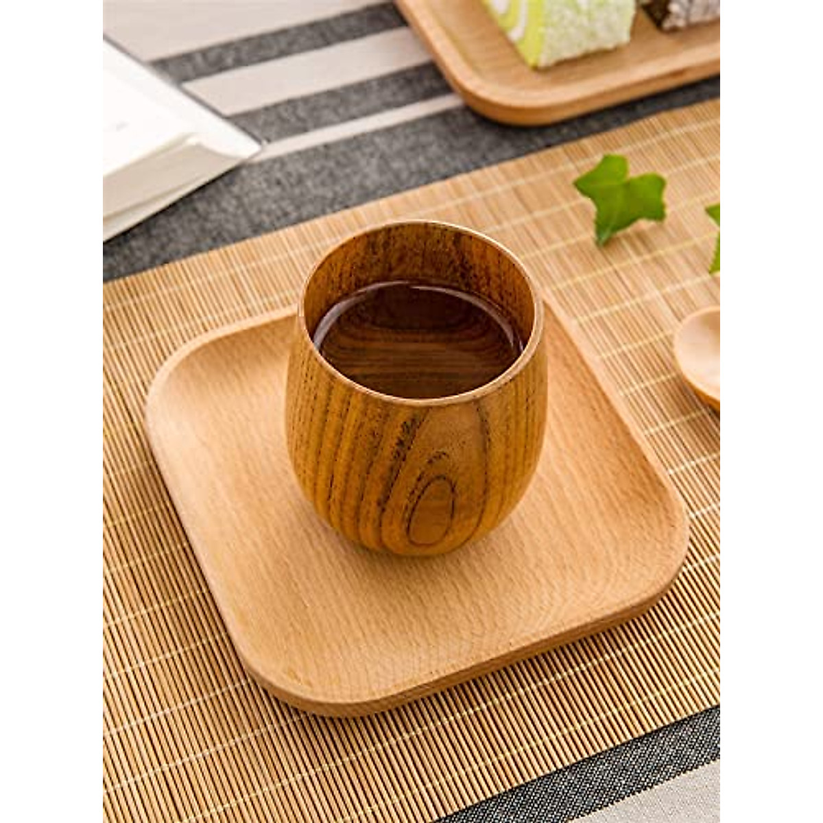 GEEKLLS Breakfast Tray Wooden Tray Solid Wood Rectangular Breakfast Plate Sushi Snack Bread Dessert Barbecue Cake Easy to Carry Multifunctional