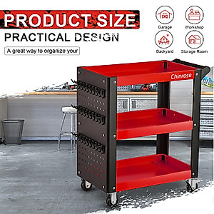 3-Tier Tool Carts with Wheels,Heavy Duty Service Cart with Wheels,Load 1000 Capacity,for Factories, Workshops,Garage,Repair Shop and Warehouse