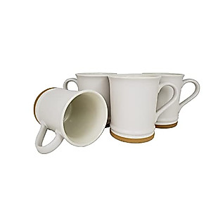 Essential Drinkware 15oz Entice Ivory White Tall Ceramic Coffee Mug, Set of 4 - Large handles, dishwasher and microwave safe