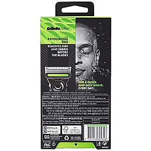 Gillette Labs Men's Razor + 1 Razor Blade Refill, with Exfoliating Bar, Includes Premium Magnetic Stand, Black & Gold Edition