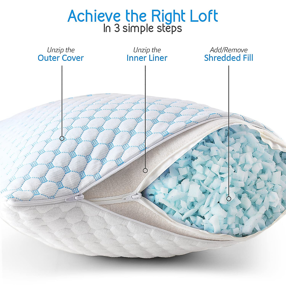 Nestl Cooling Body Pillow - Memory Foam Body Pillow, Cooling Body Pillows for Adults, Gel Infused Cooling Pillow, Adjustable Body Pillows for Sleeping, Breathable Bed Pillows, 20x54 Inch Long Pillow