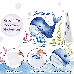 24 Sets Under the Sea Thank You Cards with Envelopes Whale, Shark and Turtle Thank You Notes Ocean Watercolor Baby Thank You Cards Sea Animal Greeting Cards for Birthdays Baby Shower Wedding Kids