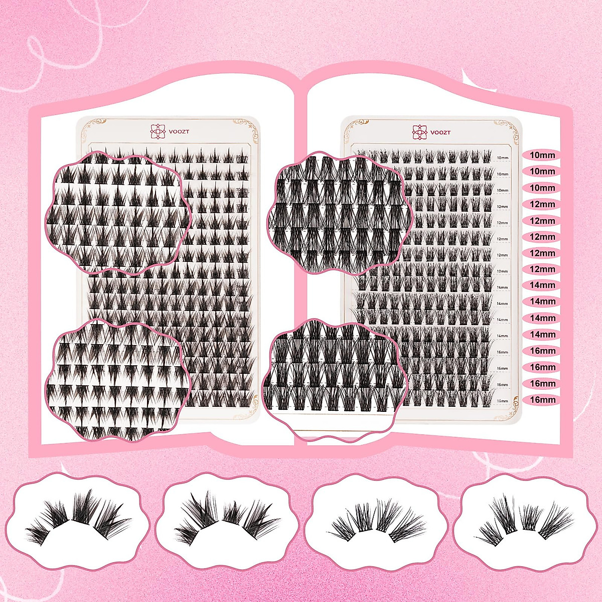VOOZT Cluster Lashes 384 PCS+Lash Tweezers