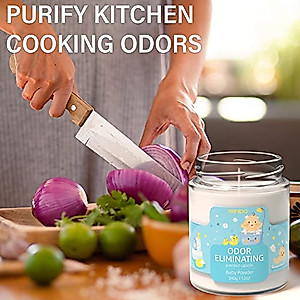 TRINIDa Baby Powder Odor Eliminating Candles for Home Scented, Eliminates 99% of Pet, Smoke, Food and Other Smells Quickly, Highly Fragranced Candle, Premium Soy Candles Gift Set for Women