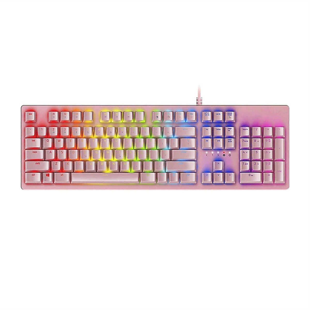 Mechanical Gaming Keyboard RGB LED Backlit Wired Keyboard with Switches for Windows Gaming PC (104Keys, pink)