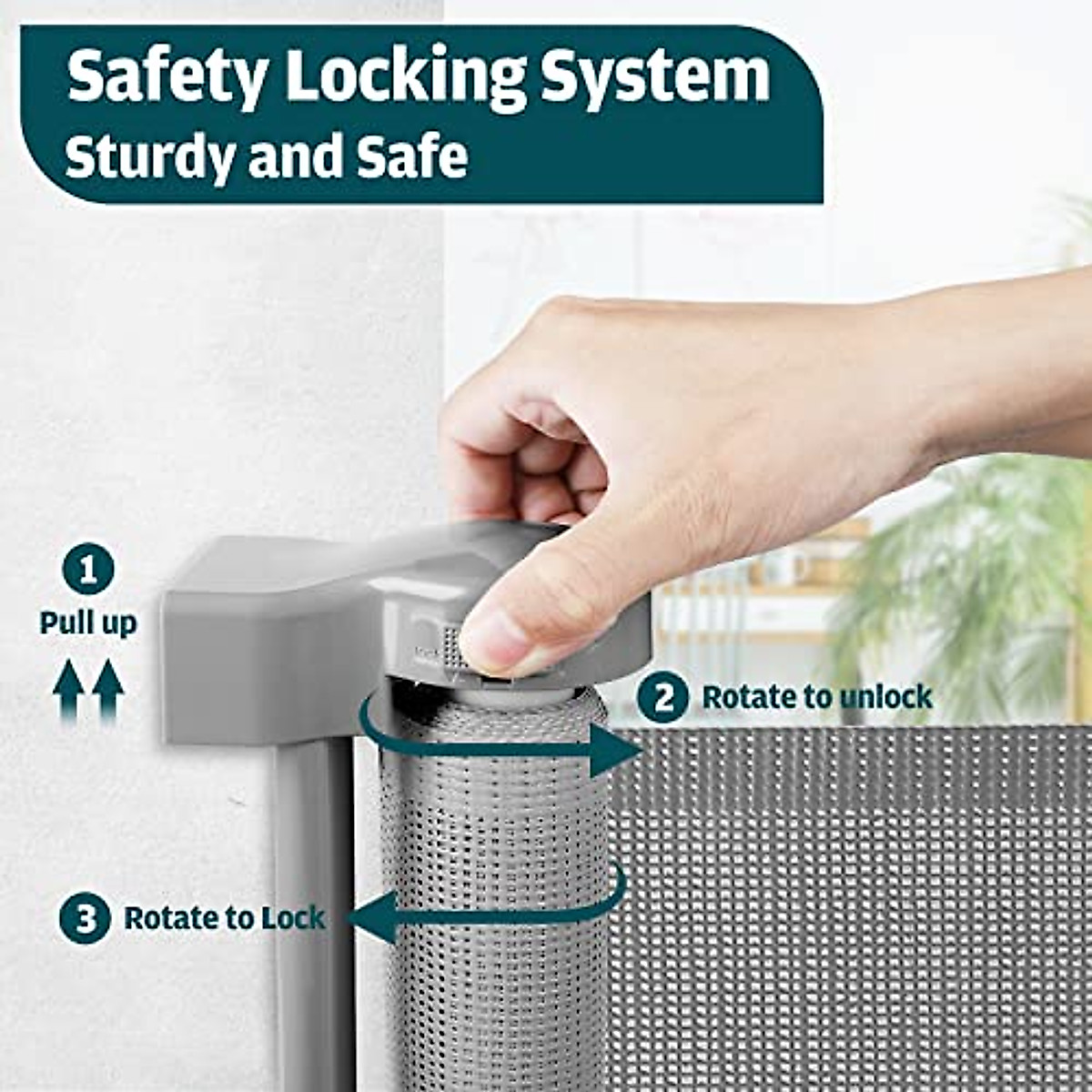 105 Inch Extra Wide Baby Gates for Large Openings, Retractable Baby Gates 35” Tall, Extra Long Baby Gate Child Gates for Wide Openings Large Dog Gate for Doorways Long Dog Gate Indoor Outdoor, Grey