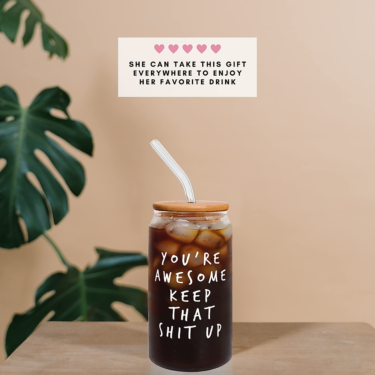 Friendship Gifts for Women Friends - Gifts for Friends Female, Gifts for Best Friends Women, Friend Gifts for Women - Birthday Gifts for Women Friendship, Mothers Day Gifts for Friends - Can Glass