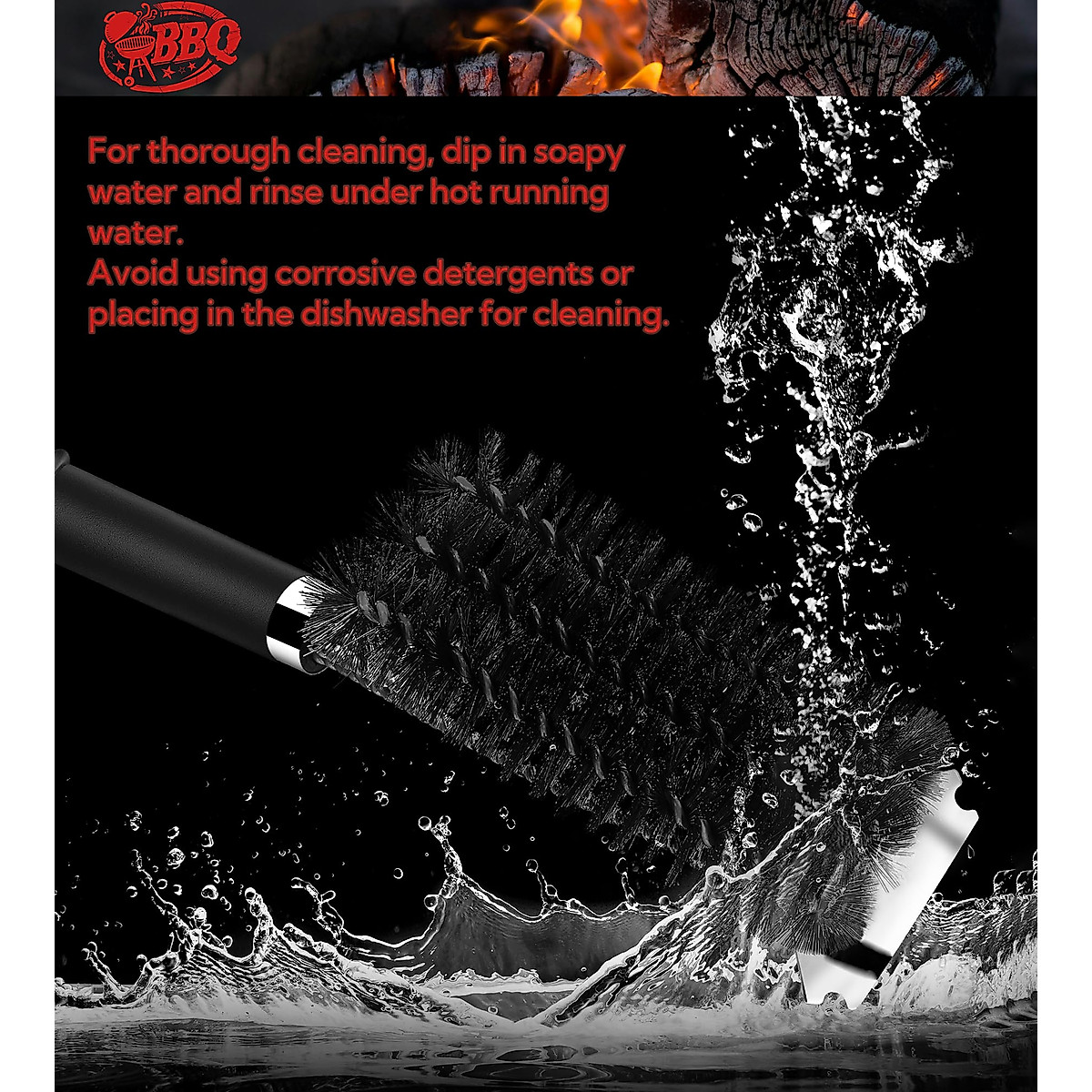 TNTOR Grill Brush with Scraper, 18" Adjustable Handle with Bottle Opener BBQ Grill Brush for Outdoor Grill/Smoker/Gas and Charcoal Grill Cleaning