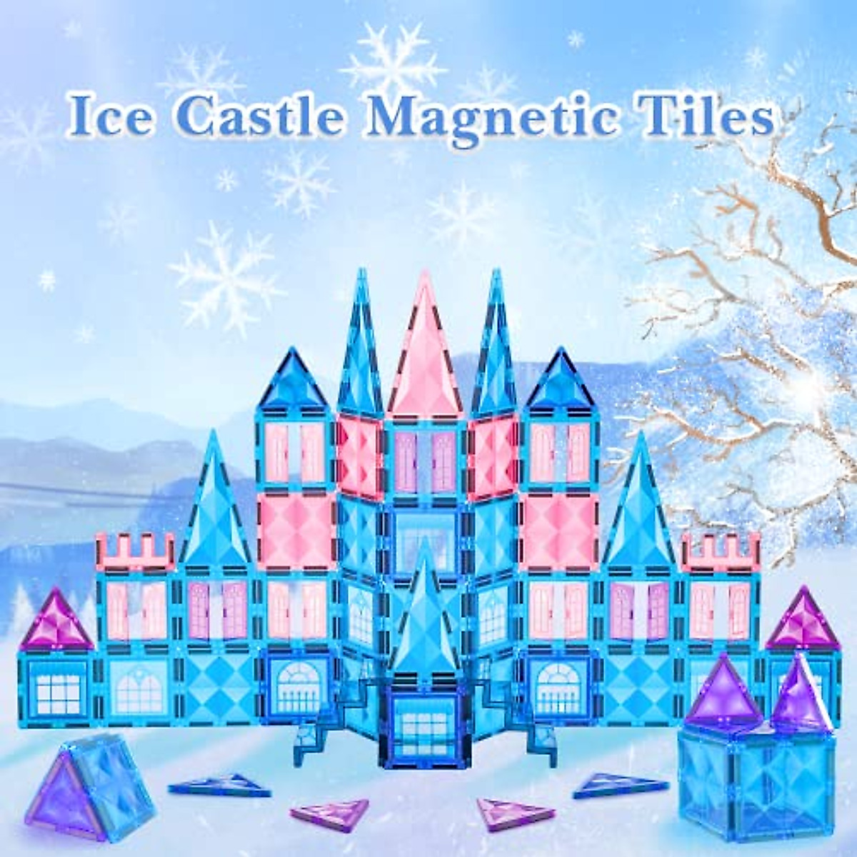 HOOLYUK 84Pcs Magnetic Tiles, Magnetic Building Blocks Princess Pretend Toys for Kids, Educational Learning Toys Building Tiles for Boys Girls Toddlers Children 3 4 5 6 7 8 Year Old for Birthday Gift
