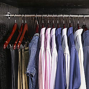 JS HANGER Multifunctional High Grade Solid Wooden Suit Hangers, Coat Hangers, Walnut Finish, 20-Pack