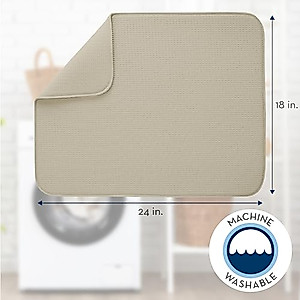 S&T INC. Dish Drying Mat XL, Highly Absorbent Microfiber Kitchen Counter Mat, Dish Drying Pad for Dishes, Utensils, Pots and Pans, Extra Large 18" x 24", Sand