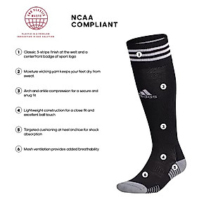 adidas Copa Zone Cushion 4 Soccer Socks (1-Pair), Black/White, Medium