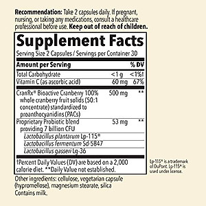 Nature’s Way CranRx Women’s Care with Probiotics, 7 Billion Active Probiotic Cultures, Urinary Health*, 60 Capsules