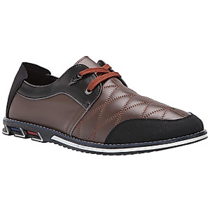 COSIDRAM Mens Casual Shoes Fashion Sneakers Dress Shoes for Men Walking Shoes Business Office Comfort Loafers Brown 10.5