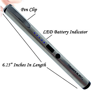 Thunder Blast OTH220 6.25inch Tactical Pen HIGH Power STUN Gun TAZOR WMicro USB Charger for SELF Defense USE ONLY. , Silver