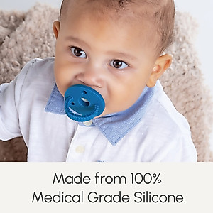 Soothipop Silicone Pacifier Teething Toys for Babies 0-6 Months 12, 18 Months - Pacifier Shaped Baby Teether, Soft Teething Pacifiers for Babies Baby Teething Relief Round Bumble Bump (Blue)