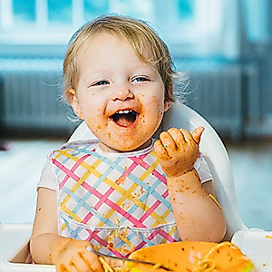 R HORSE 5Pcs Baby Bibs Set Waterproof Feeding Bibs for Babies Infants Bibs with Crumb Catcher Pocket Animals Food Bibs Sleeves Bibs Learn to Feed Shower Gifts Keepsake, 6-24 Months