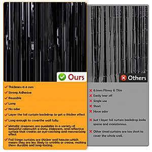 OHOME New Years Decorations 2025 New Years Eve Party Supplies Pack of 2 | Black Streamers for Black Birthday Decorations